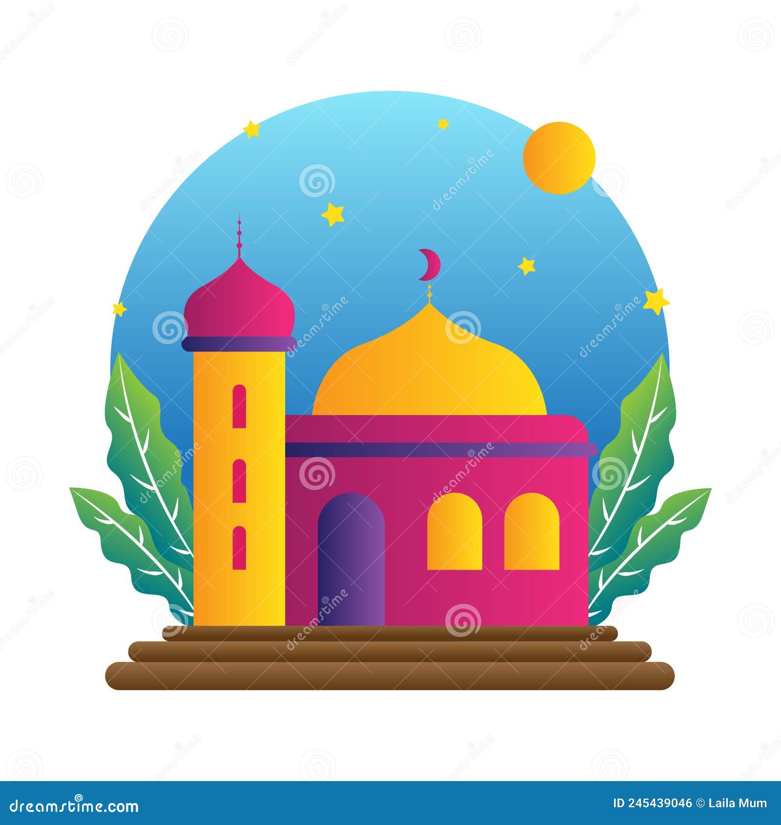 Simple Vektor Mosque in the Noon Day Stock Vector - Illustration of ...