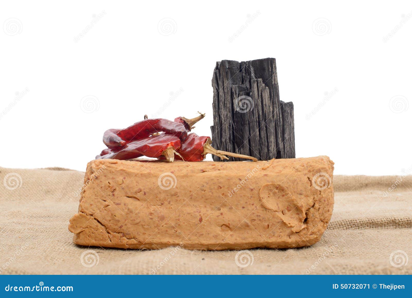 Meju and Basic Ingredients To Make Doenjang Stock Image - Image of ...