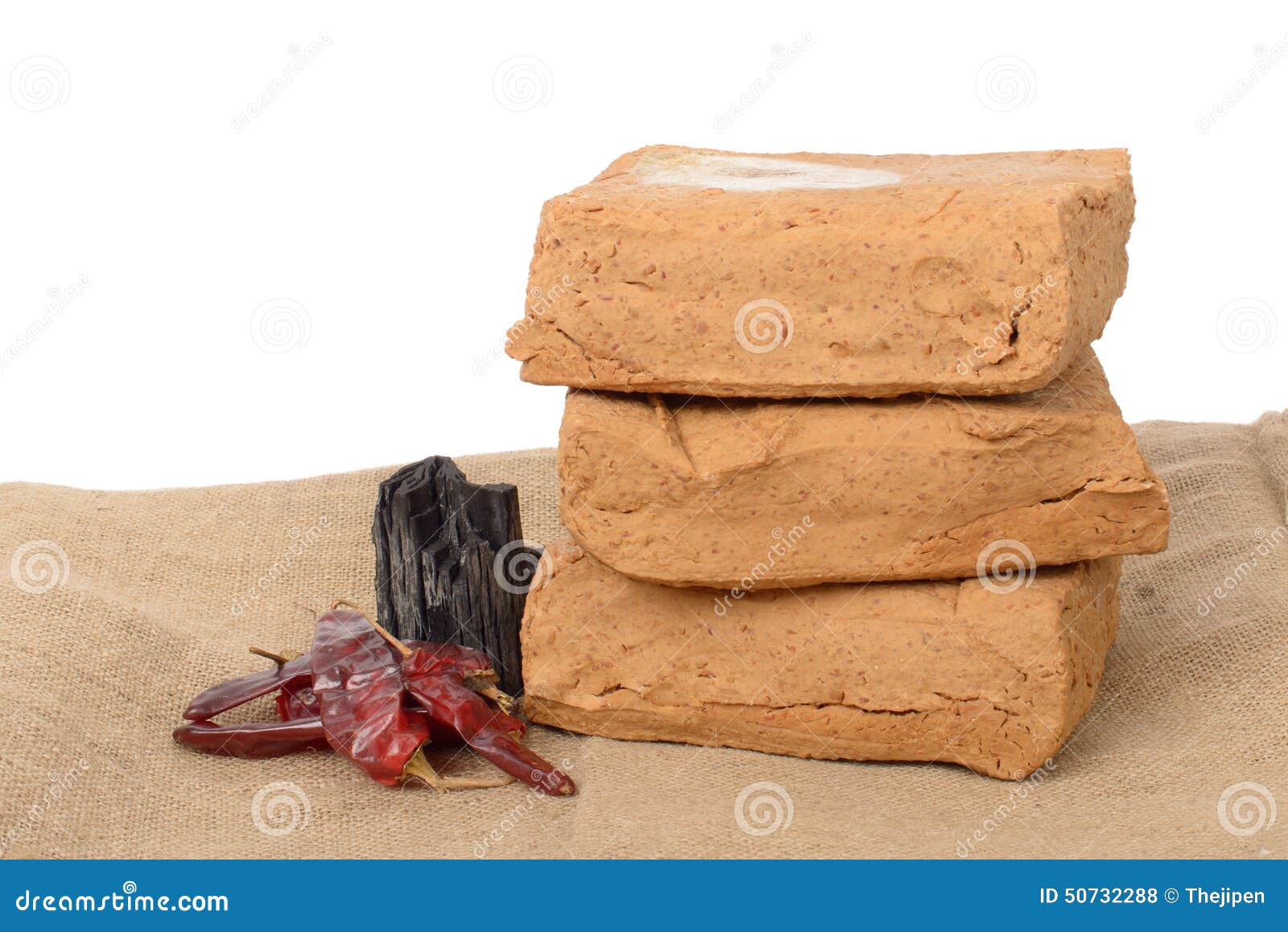 Meju and Basic Ingredients To Make Doenjang Stock Photo - Image of ...