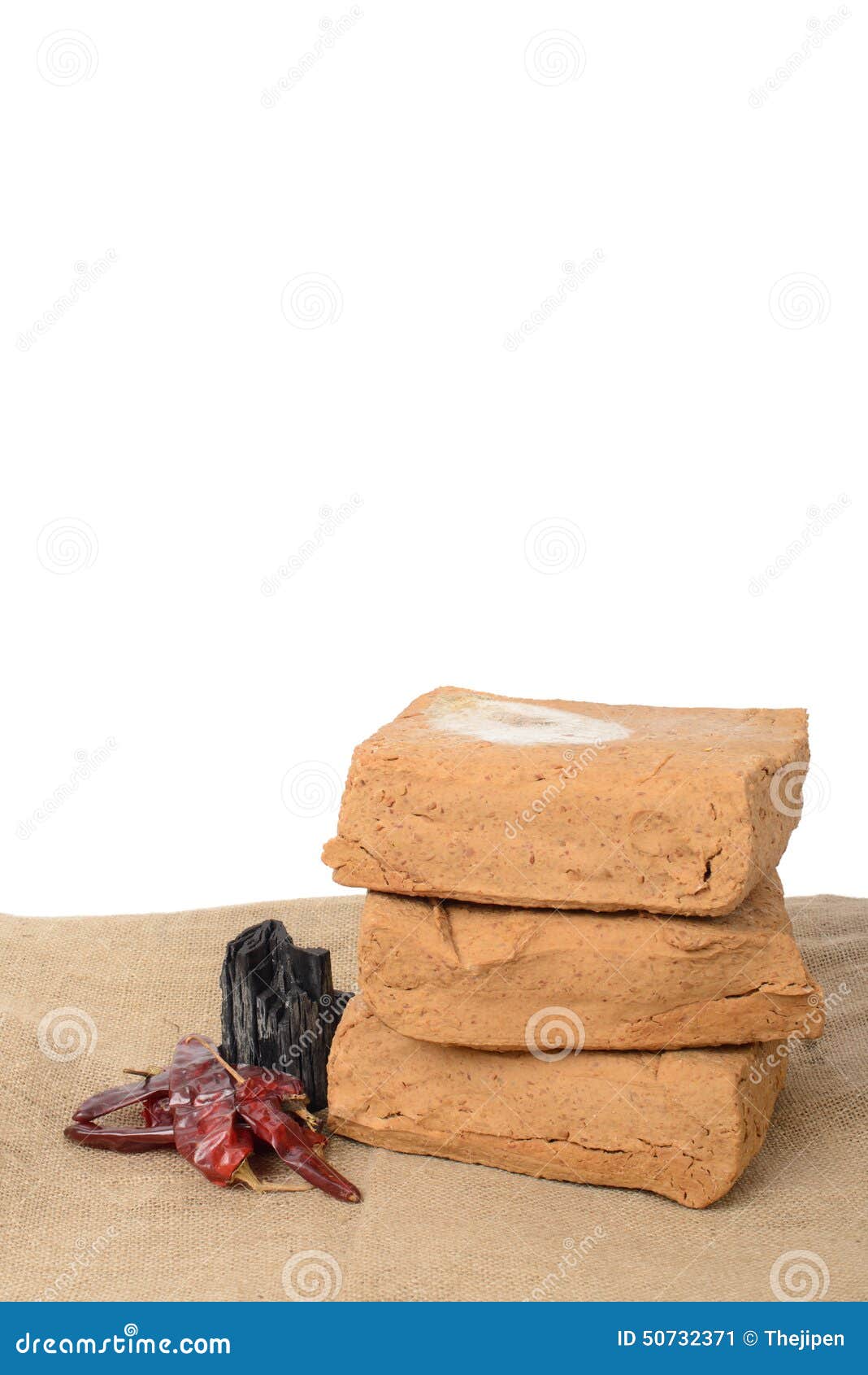 Meju and Basic Ingredients To Make Doenjang Stock Image - Image of ...