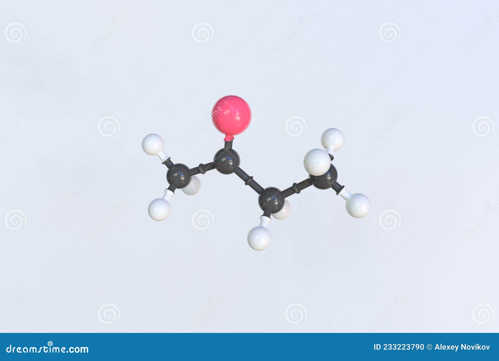 Mek Molecule Made with Balls, Scientific Molecular Model. 3D Rendering ...
