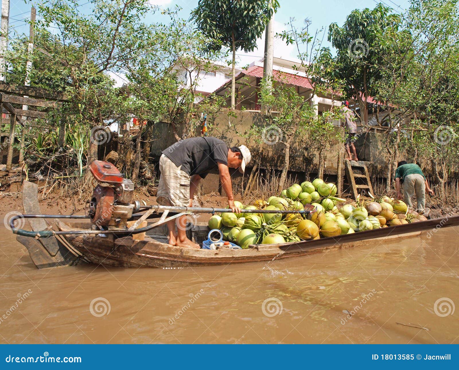 Mekong River, Coconut & Boat Editorial Image - Image of coconuts ...