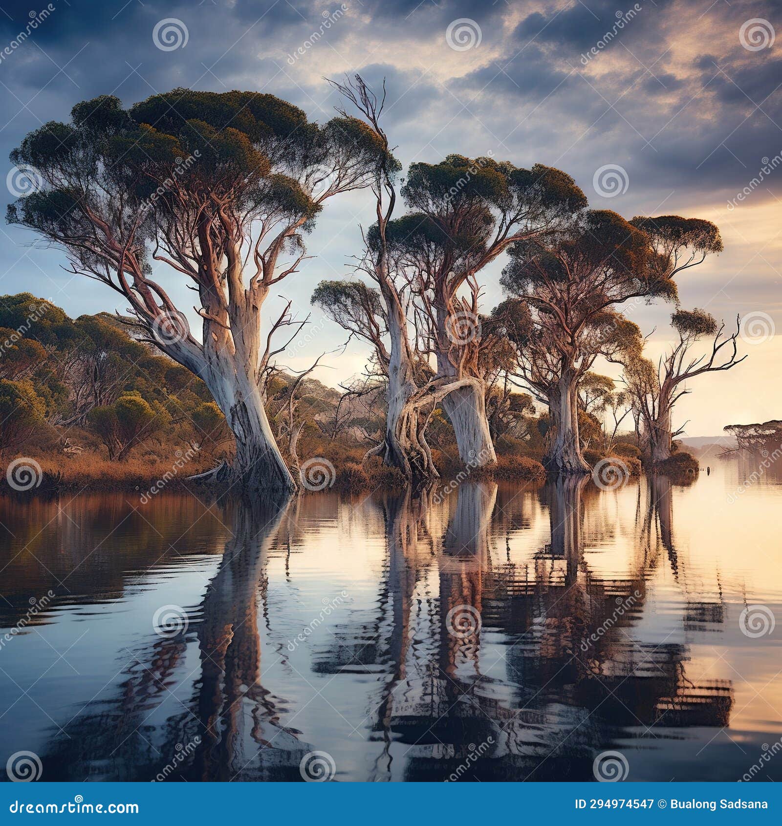 Melaleuca Trees at Herdsman Lake Made with Generative AI Illustration ...