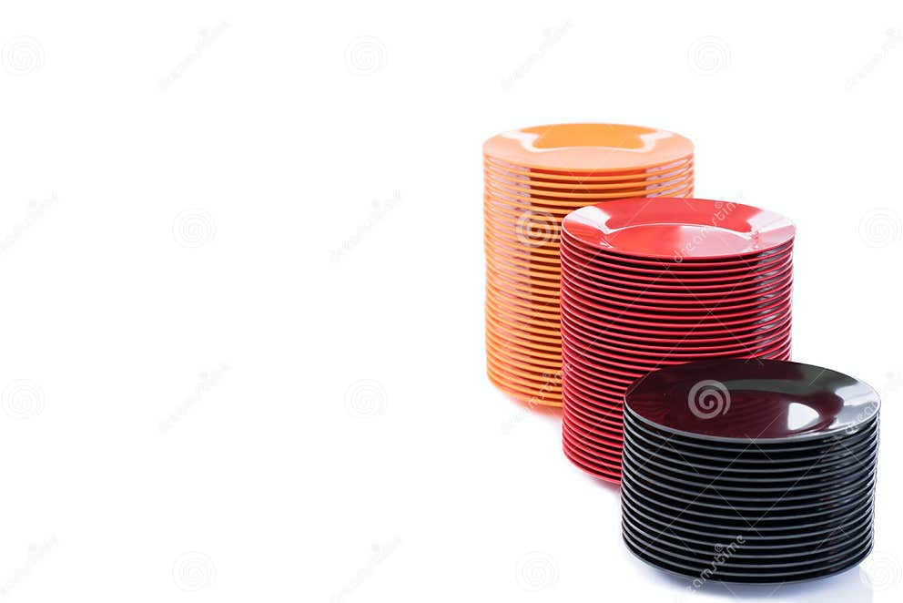 Melamine Black/Red/Orange Plate Stack Stock Image - Image of ...