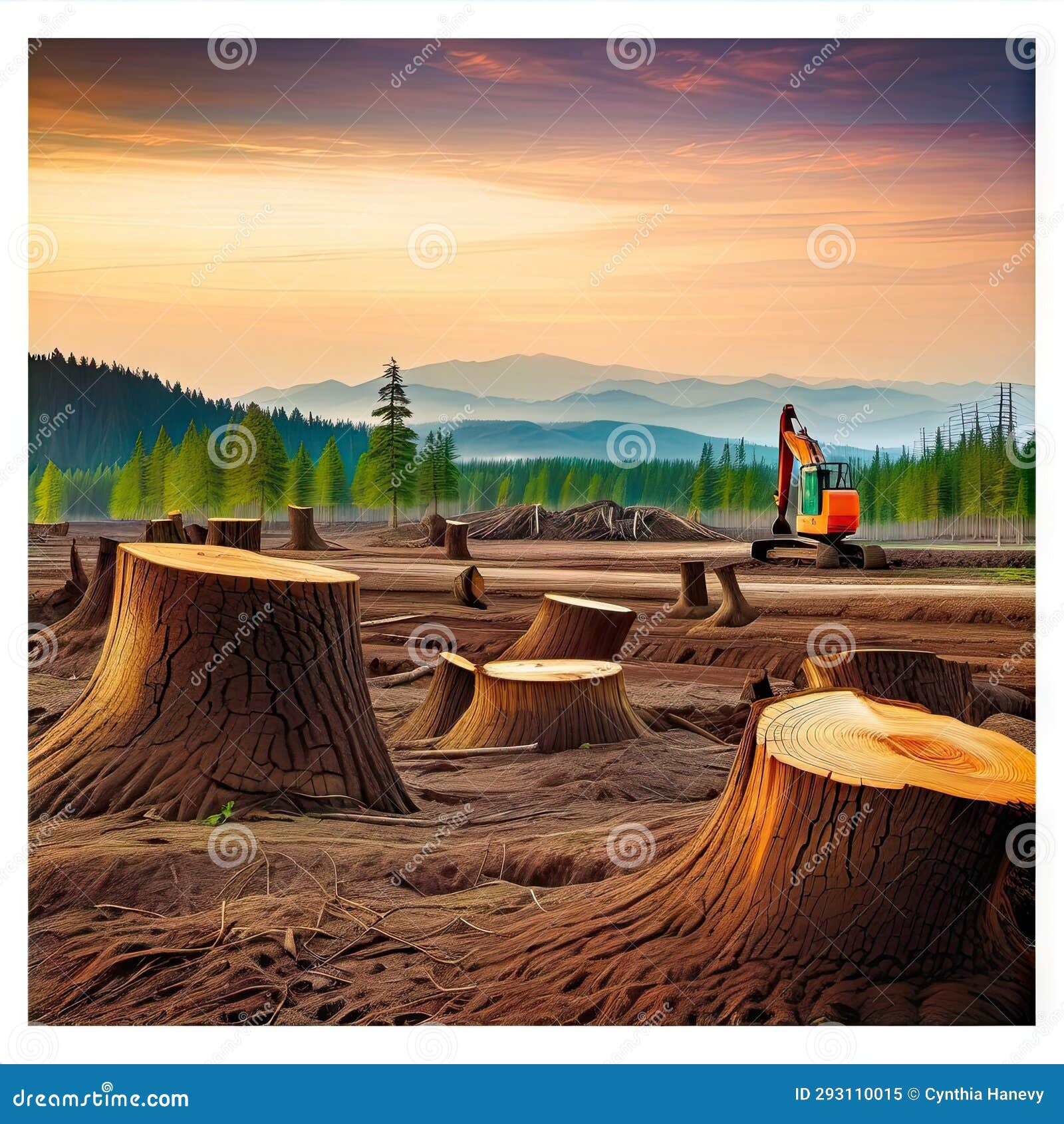 Excessive Deforestation With Saws Destroys The Environment. The Tree Is ...