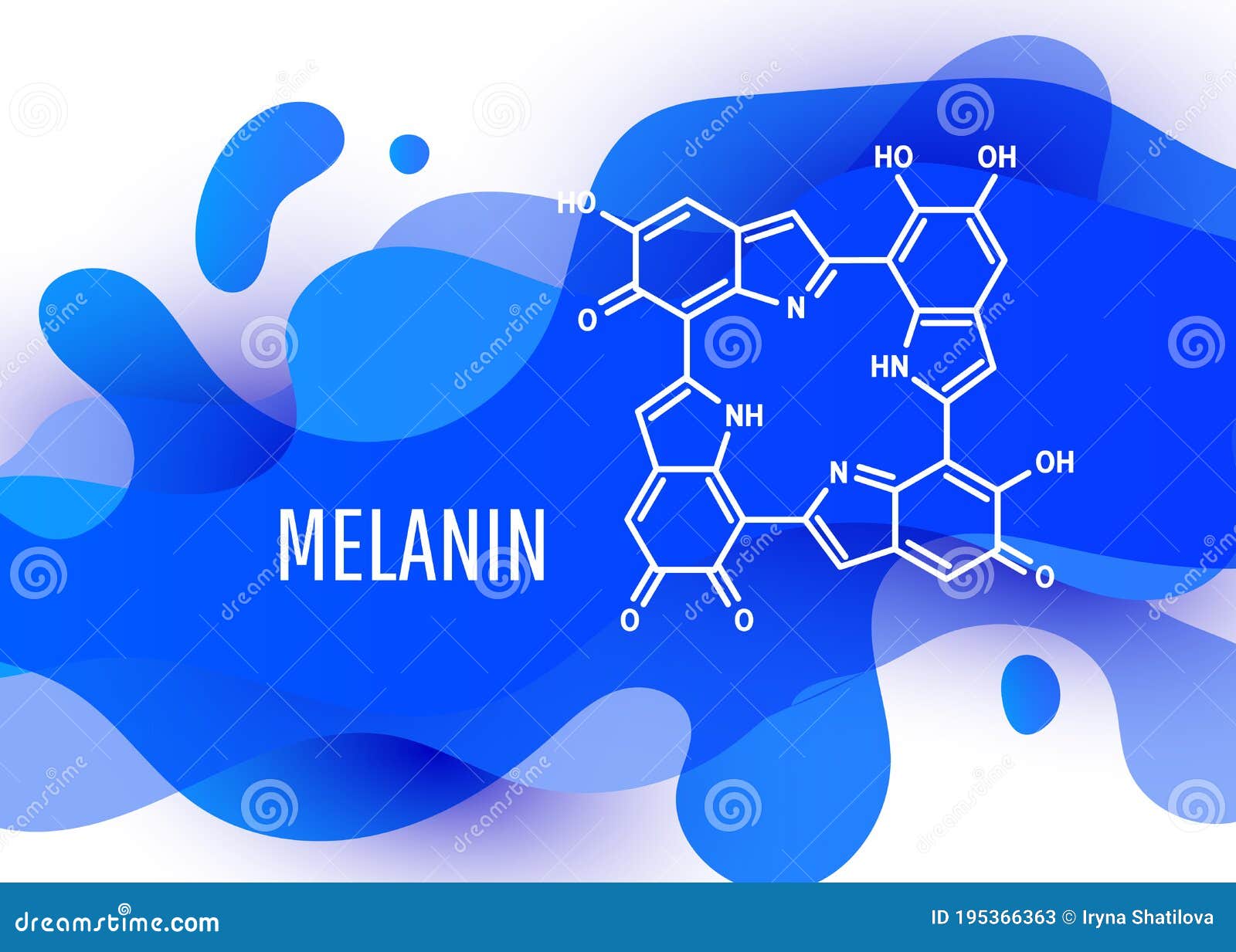 Melanin Structural Chemical Formula With Blue Liquid Fluid Gradient ...