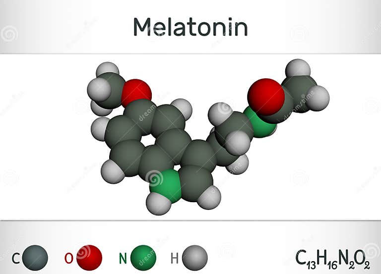 Melatonin Molecule, Hormone that Regulates Sleep and Wakefulness ...