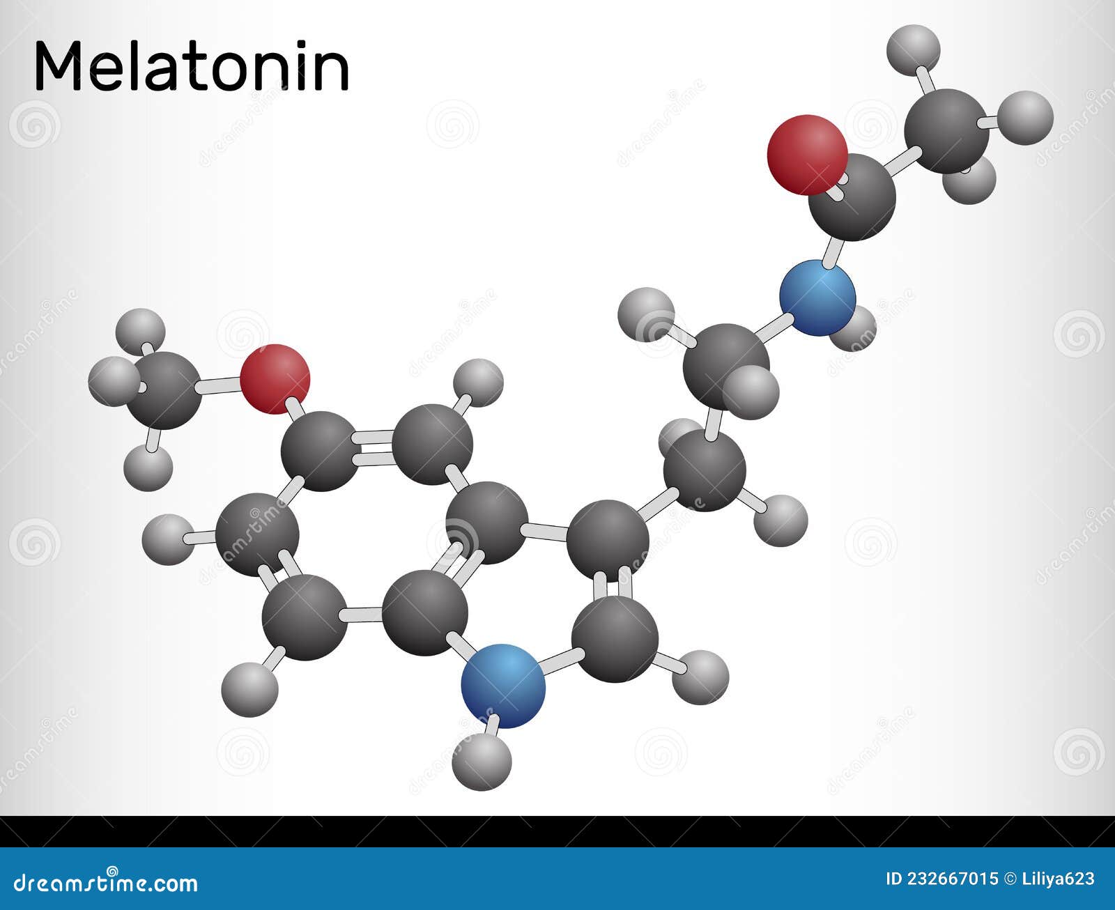 Melatonin Molecule. Molecular Chemical Structural Formula Cartoon ...