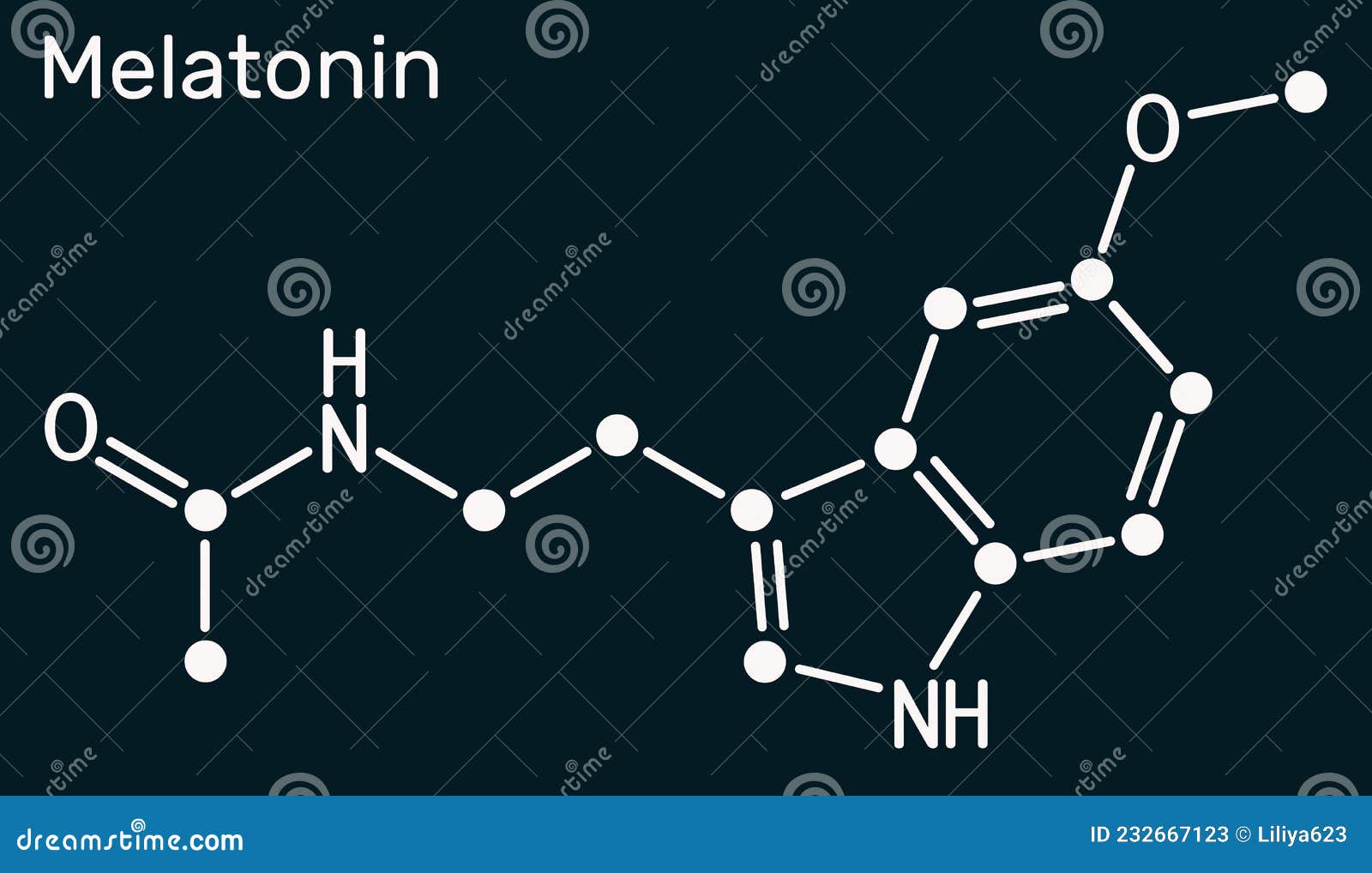 Melatonin Molecule, Hormone That Regulates Sleep And Wakefulness ...