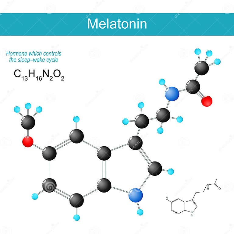 Melatonin Molecule. Molecular Chemical Structural Formula Stock Vector ...