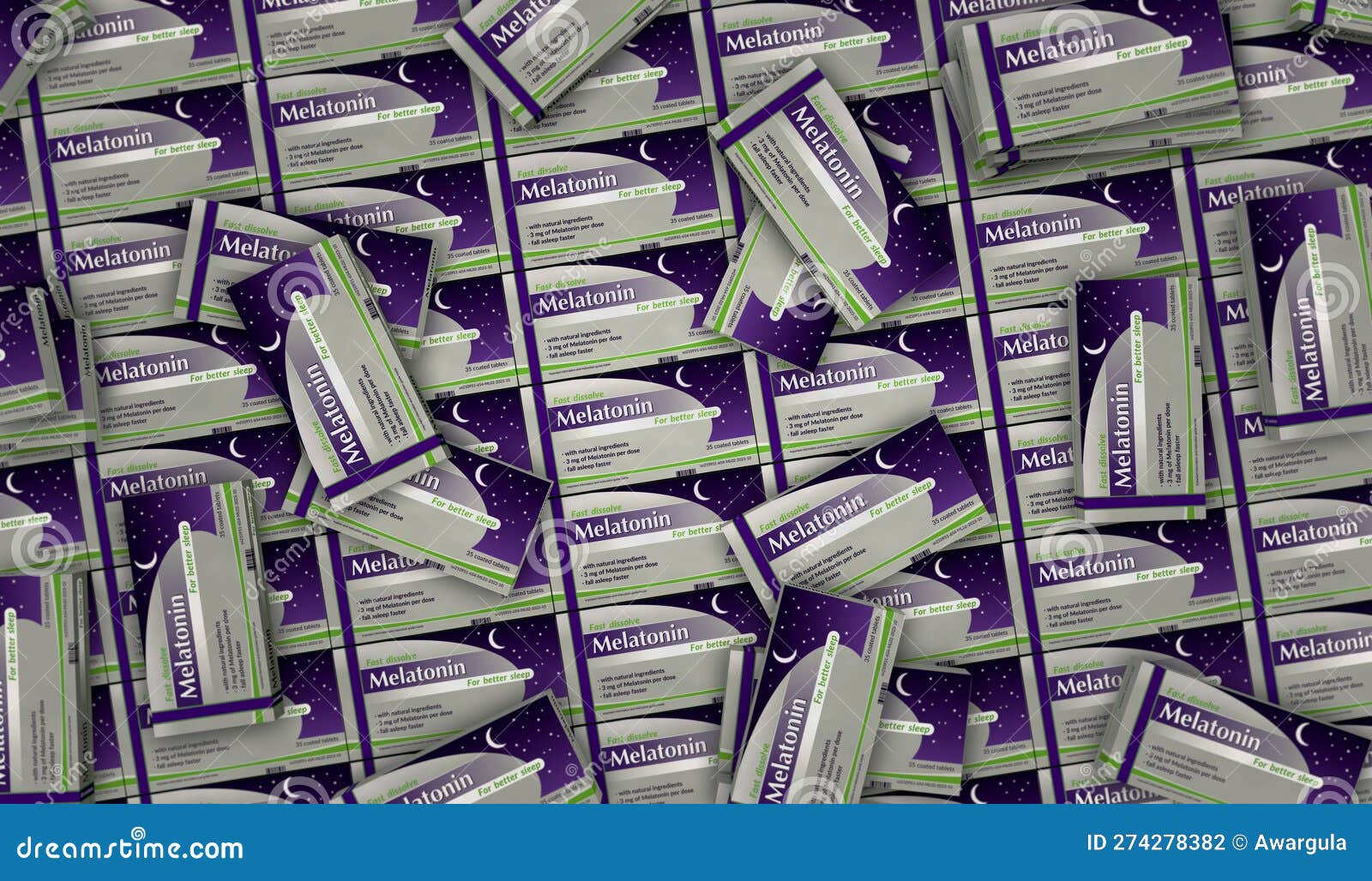 Melatonin Sleeplessness and Insomnia Tablets Pack 3d Illustration Stock ...