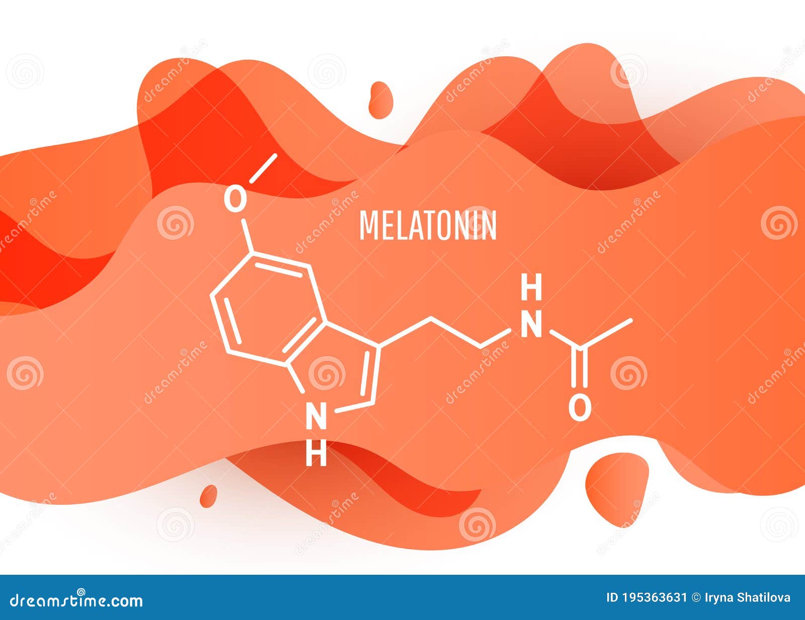 Melatonin Structural Chemical Formula with Orange Liquid Fluid Gradient ...