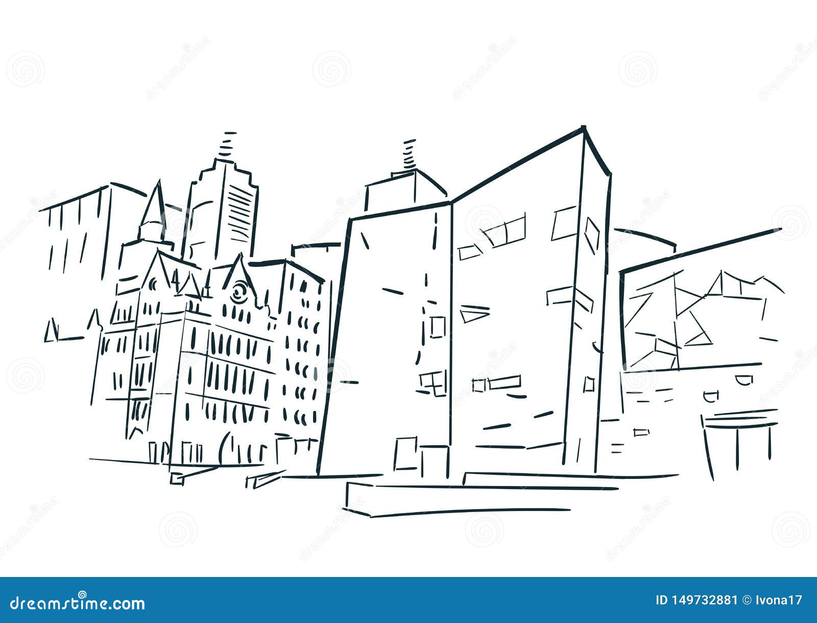 Melbourne Australia Sketch Vector City Clip Art Stock Illustration ...