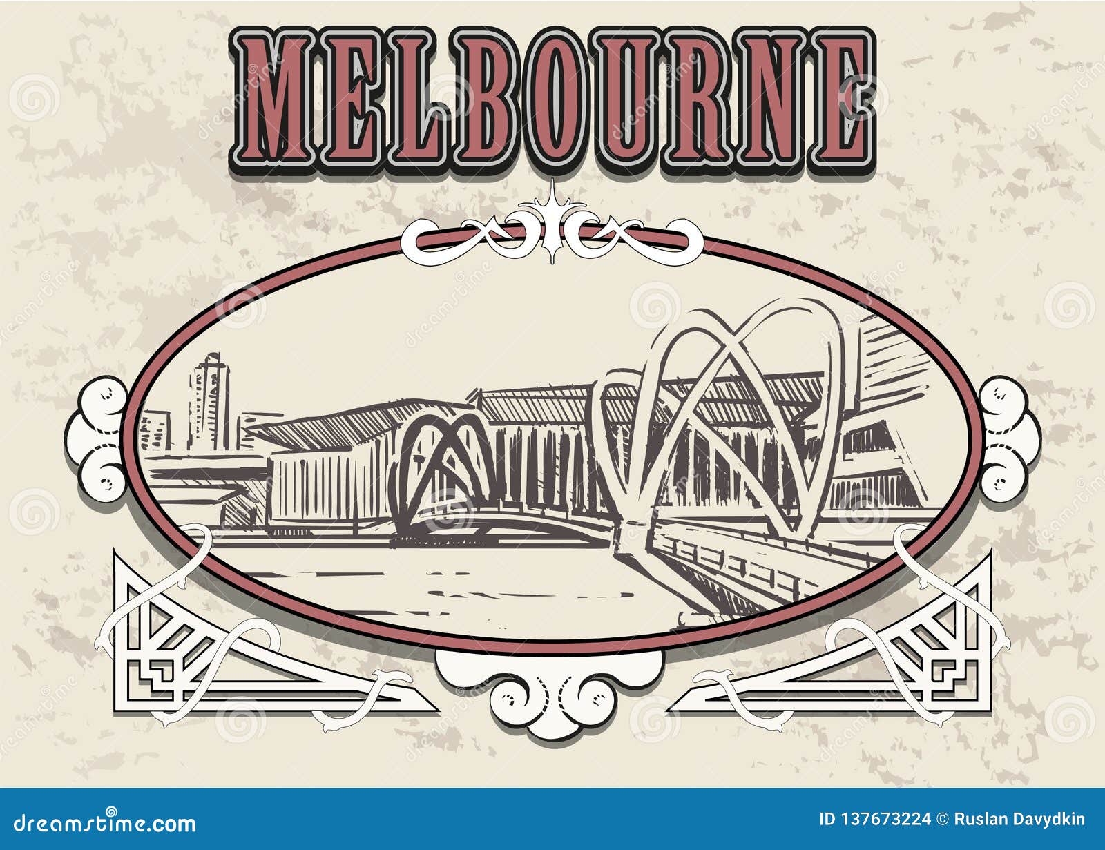 Melbourne Bridge Sketch. Melbourne Hand Drawn Vector Illustration Stock ...