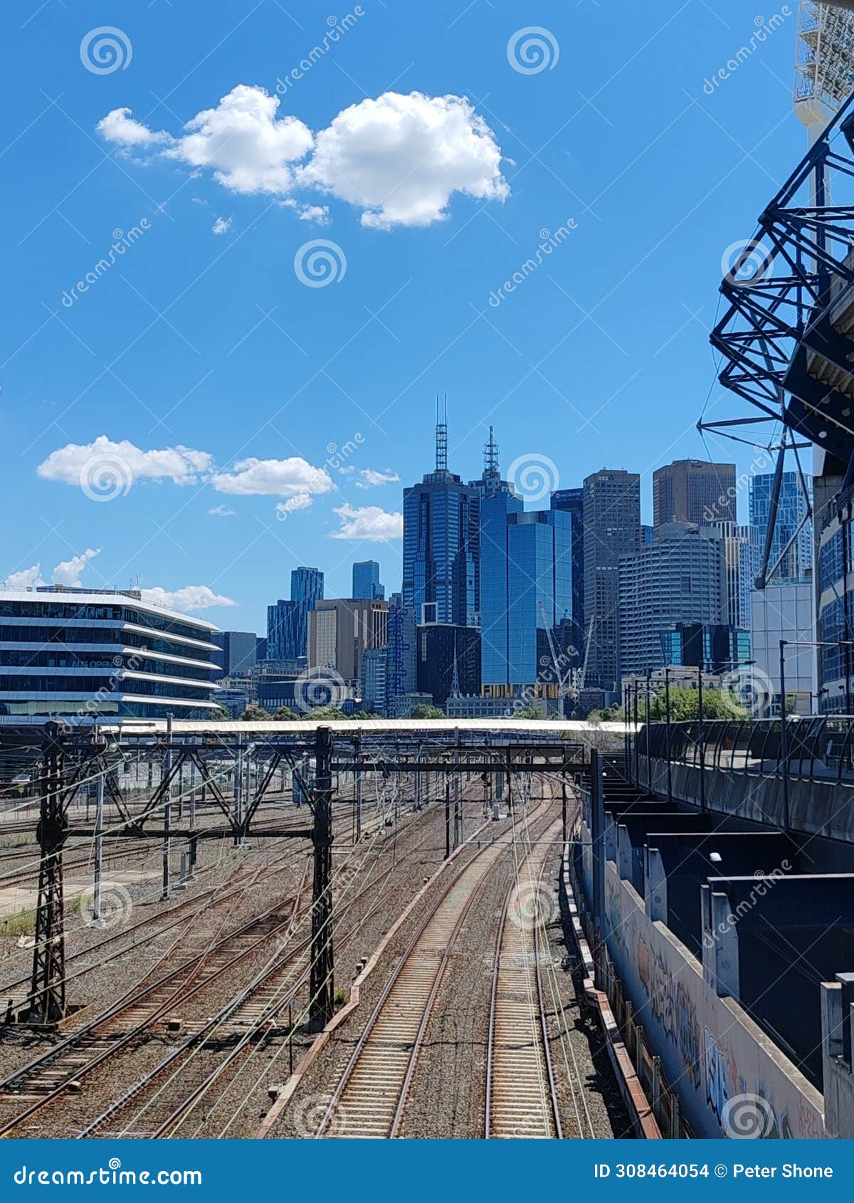 Melbourne City Sky Line and Rail Tracks Editorial Stock Image - Image ...