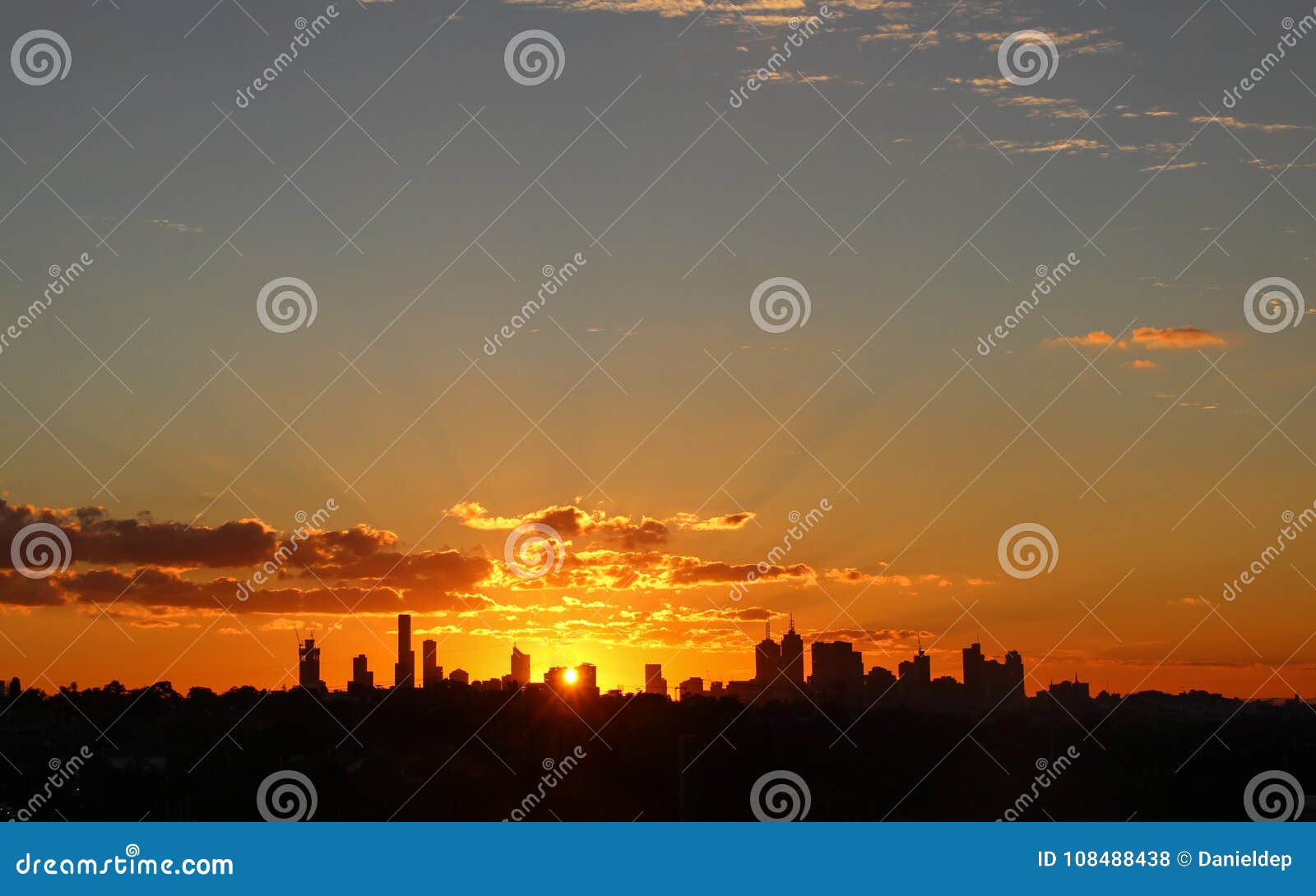 Melbourne City Skyline Sunset Stock Photo - Image of large, cityscape ...