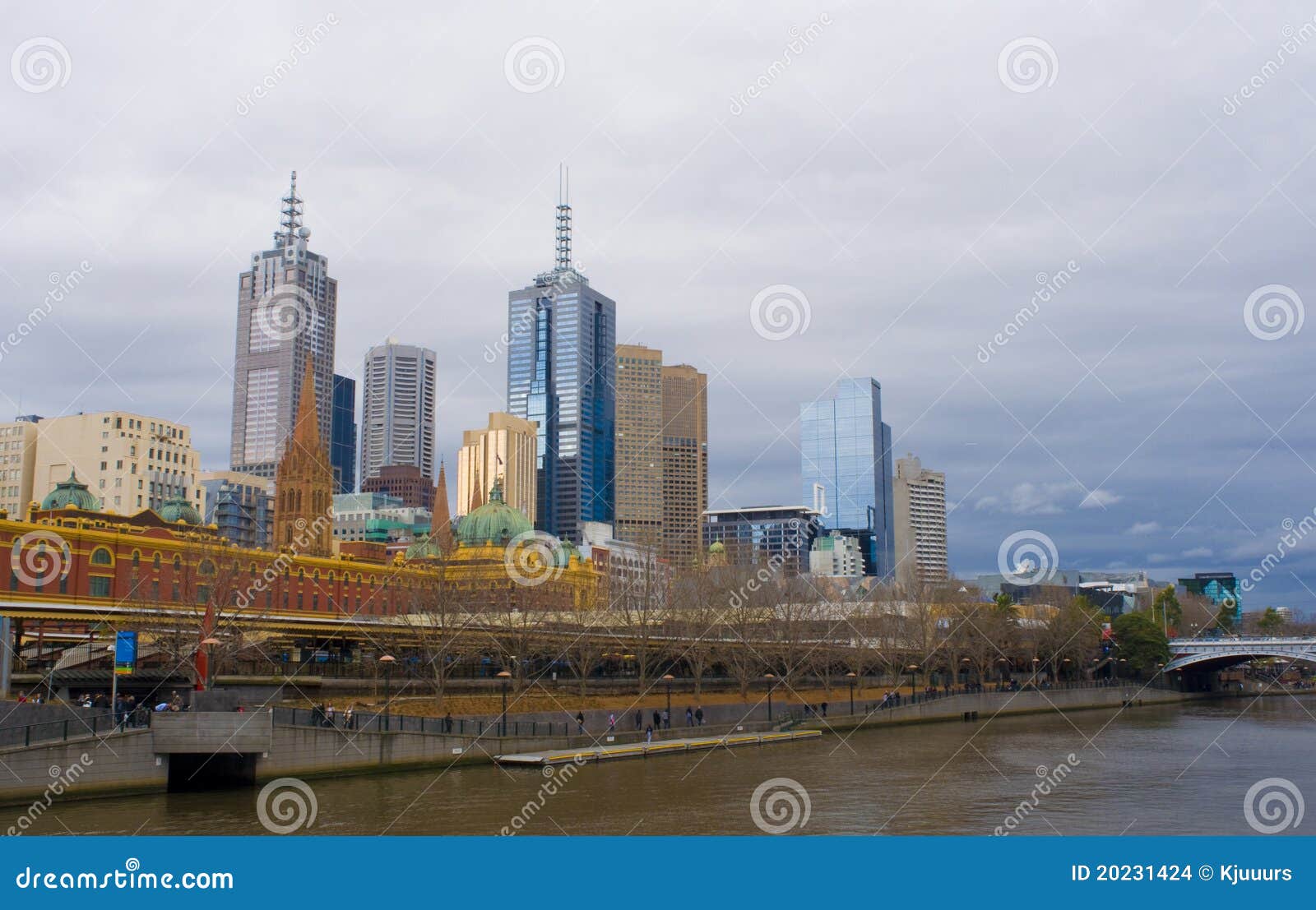 Melbourne City Skyline in Winter Stock Photo - Image of high, center ...