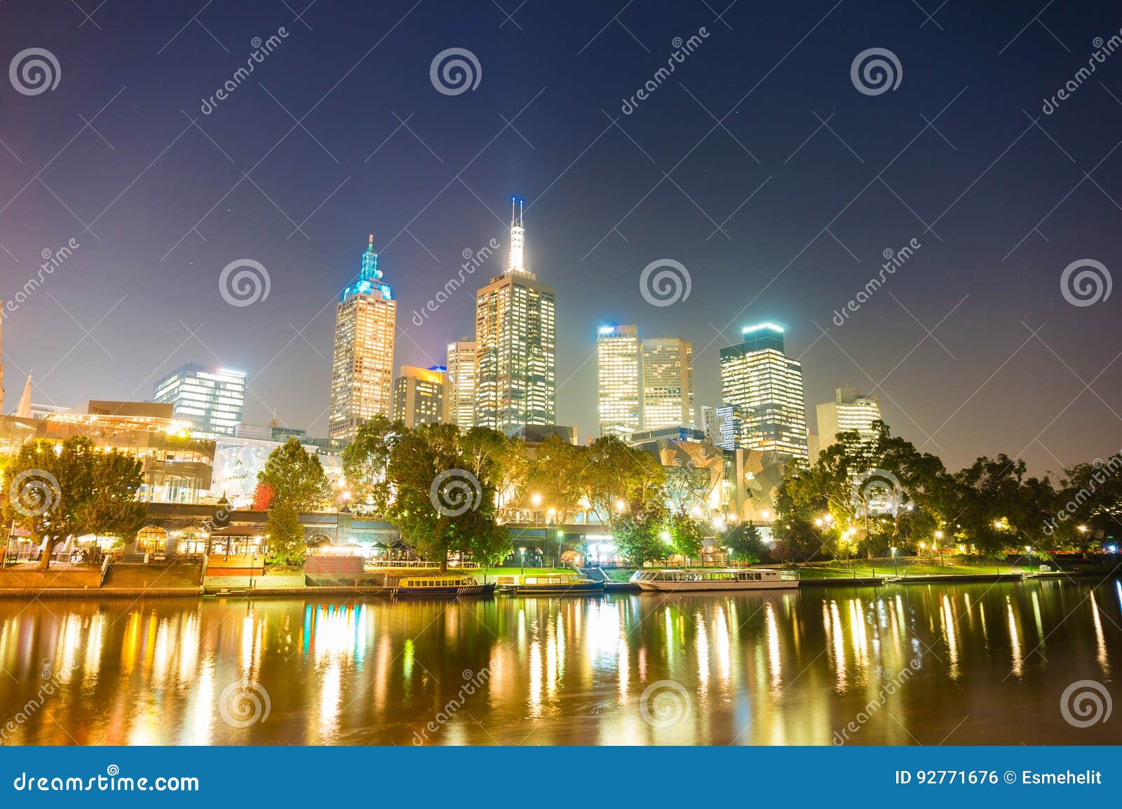 Melbourne Cityscape at Night Stock Photo - Image of panorama ...