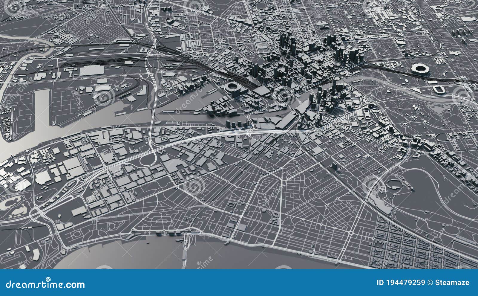 Melbourne 3d map. stock illustratie. Illustration of stedelijk - 194479259