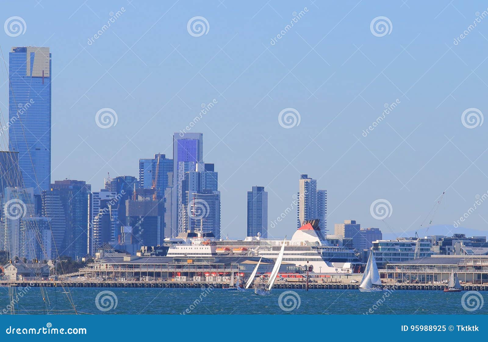 Melbourne Harbour Ferry Terminal Cityscape Australia Stock Image ...