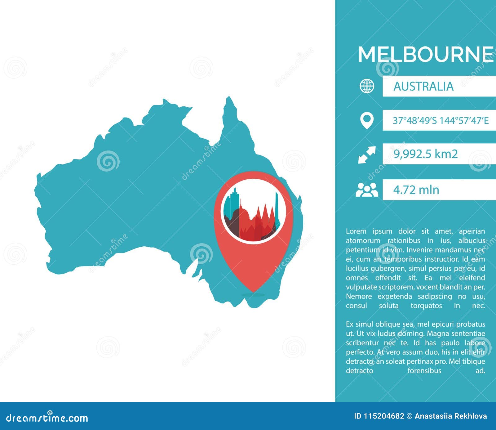 Melbourne Map Infographic Vector Isolated Illustration Stock Vector ...