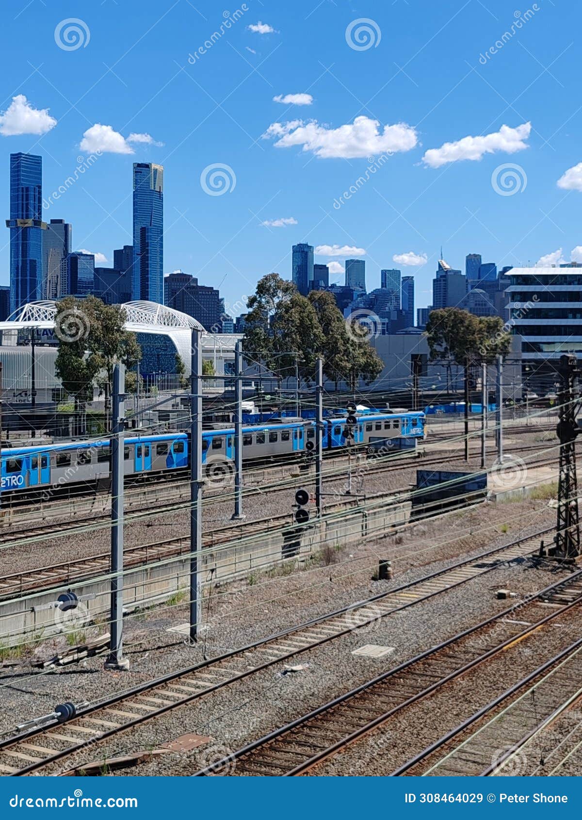 Melbourne Metro Train and Skyline Editorial Stock Image - Image of ...
