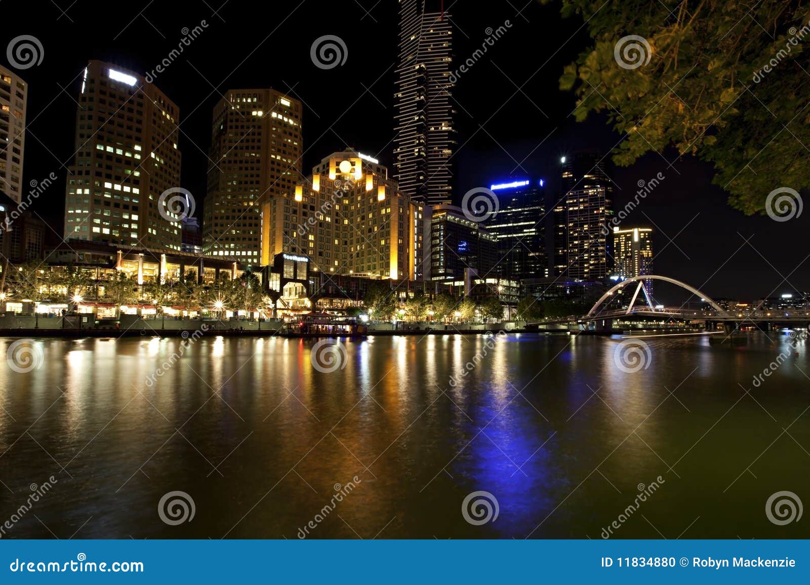 Melbourne by Night stock photo. Image of reflection, bridge - 11834880