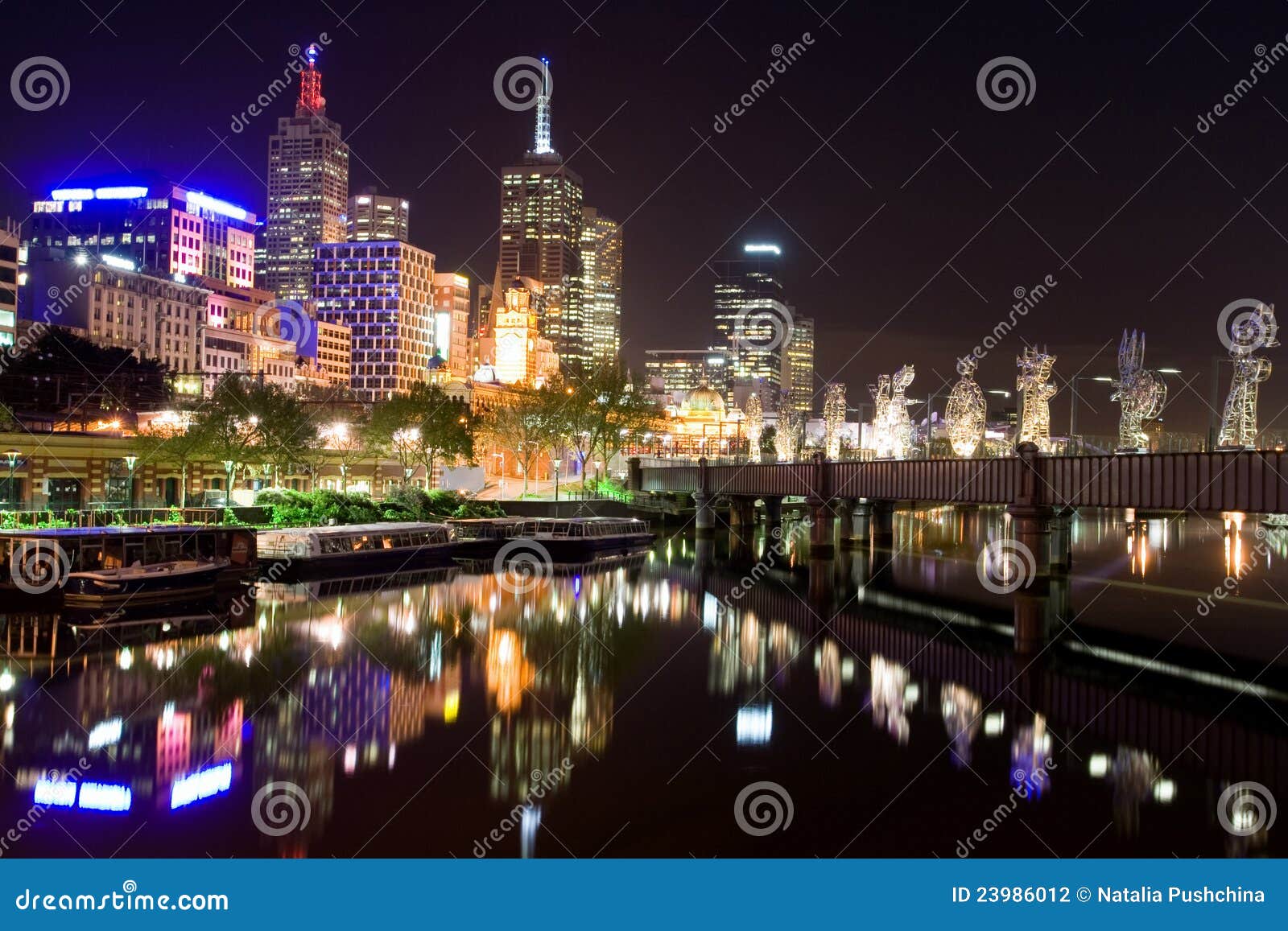 Melbourne at night stock photo. Image of nightscape, city - 23986012