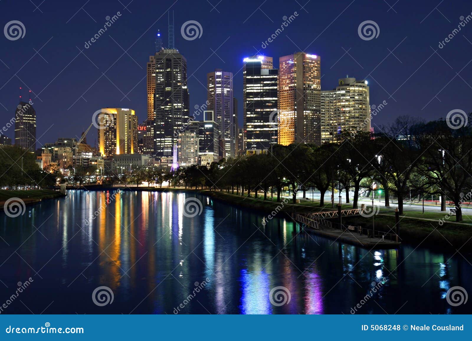 Melbourne by Night stock photo. Image of boat, night, street - 5068248