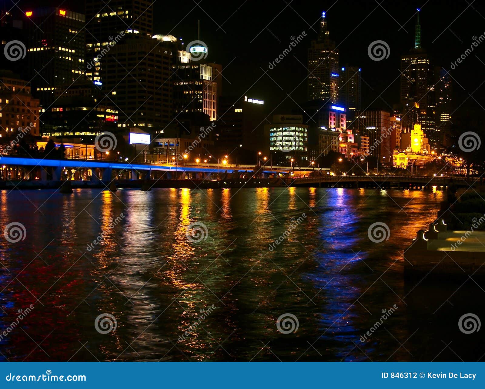 Melbourne by Night stock photo. Image of river, evening - 846312