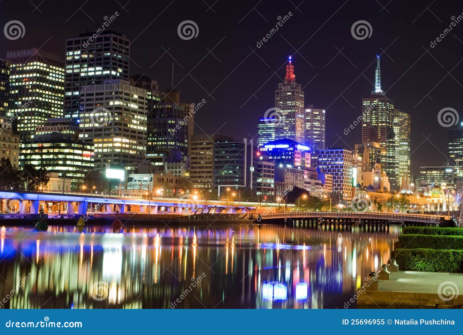 Melbourne at Night, Australia Stock Image - Image of bridge, business ...