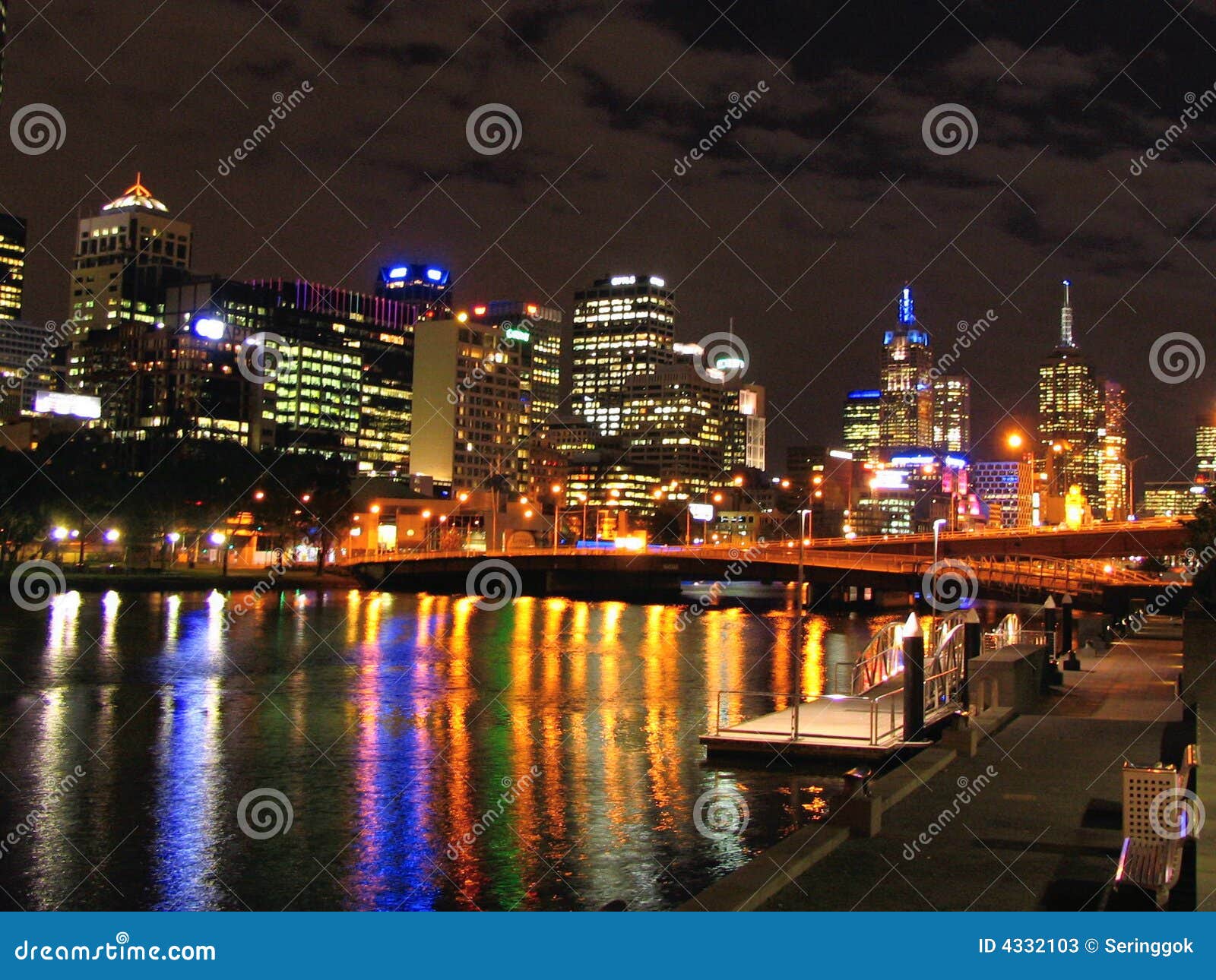 Melbourne night scene stock image. Image of city, skyscrapper - 4332103