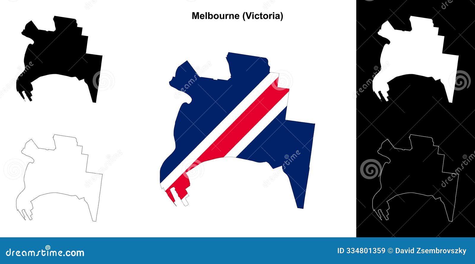 Melbourne outline map stock illustration. Illustration of contour ...