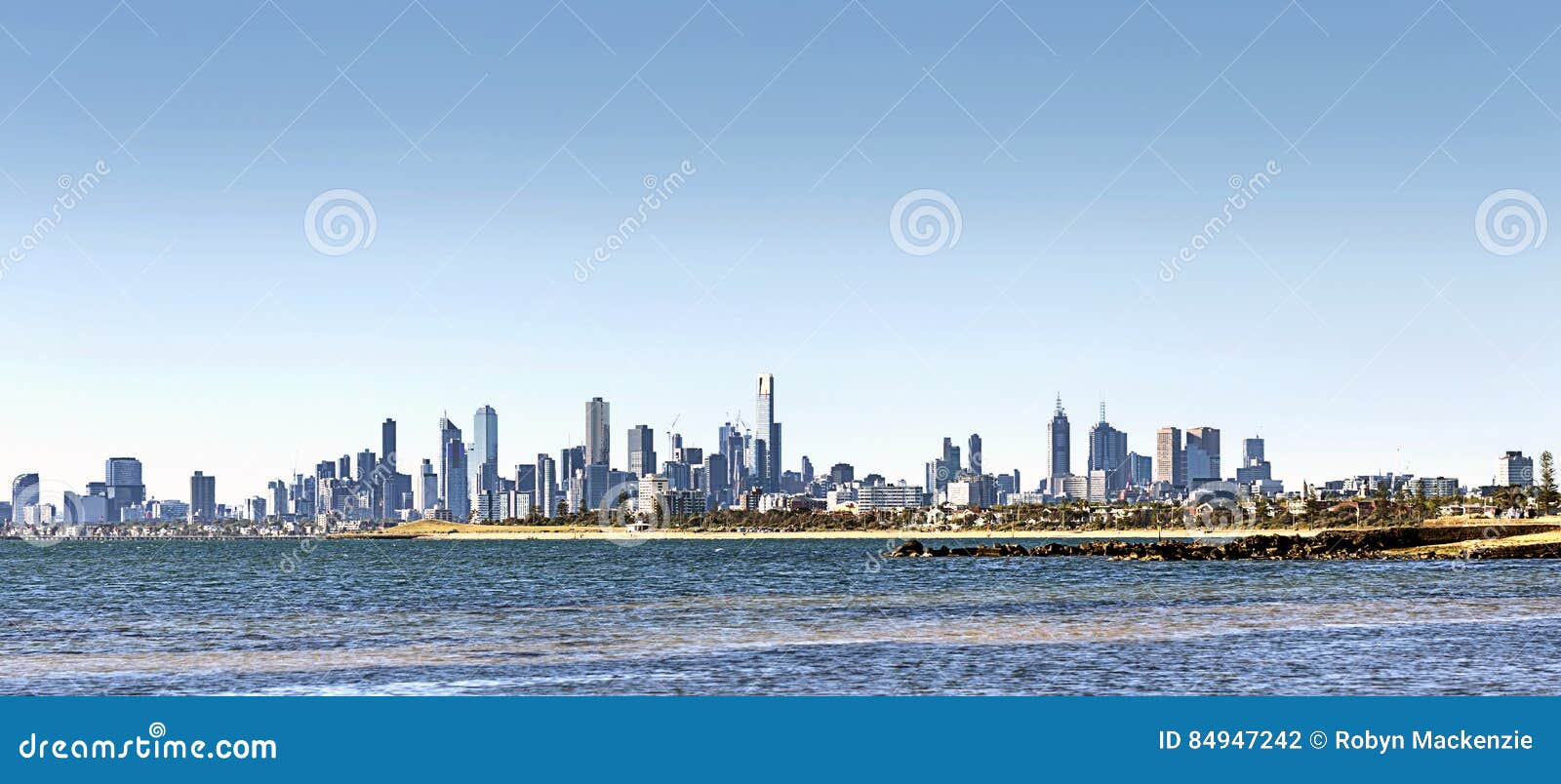 Melbourne Skyline on Bright Sunny Day Stock Photo - Image of daytime ...