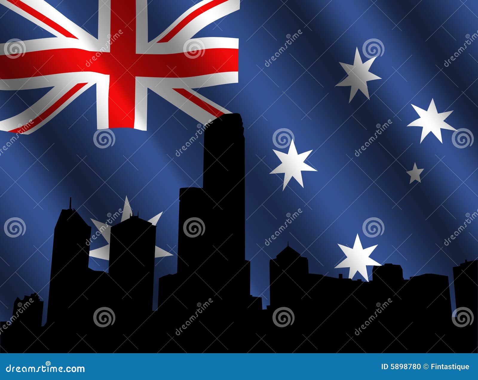 Melbourne skyline and flag stock illustration. Illustration of ...
