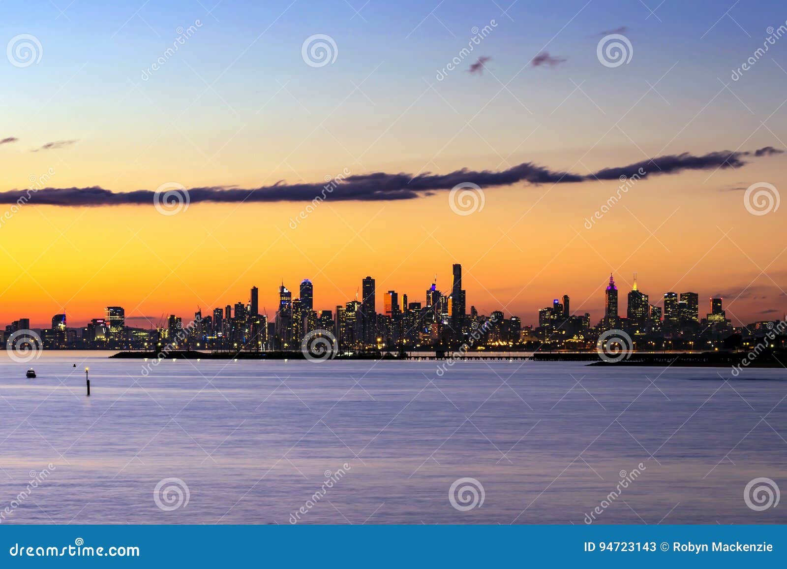 Melbourne Skyline at Sunset Stock Image - Image of destination ...