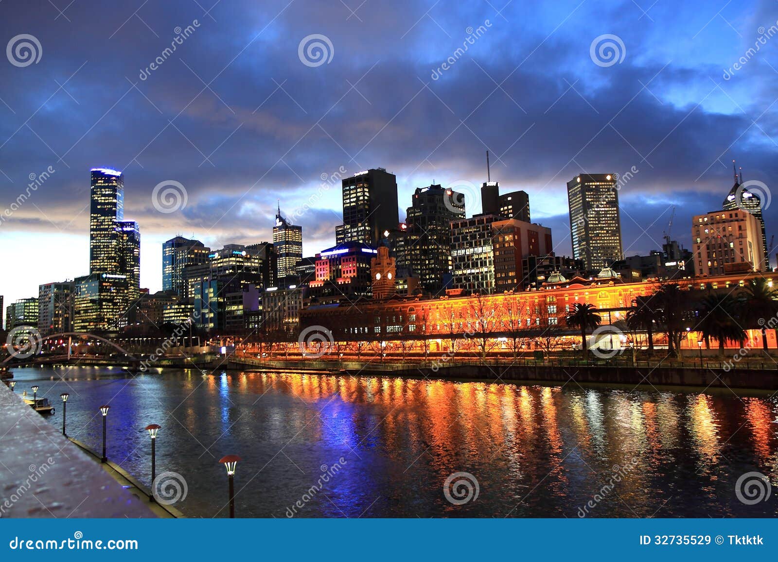 Melbourne Night View Cityscape Stock Image - Image of downtown ...