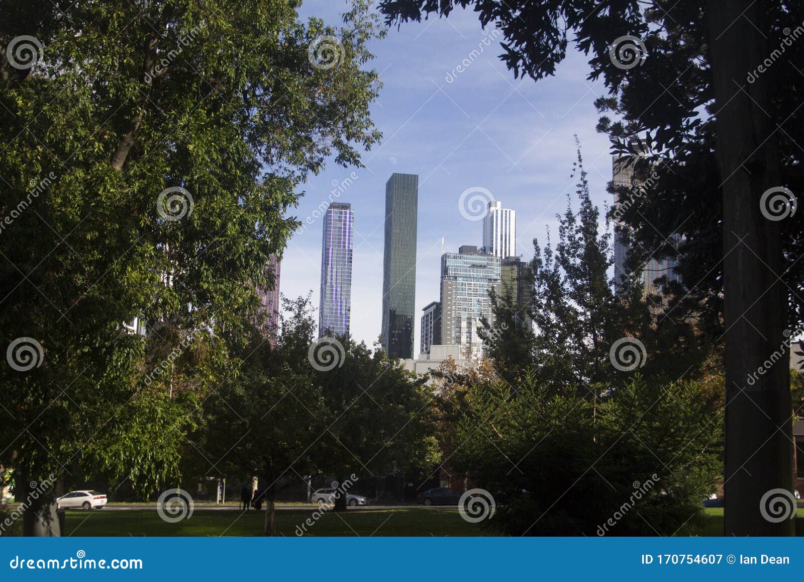Melbourne through Trees stock image. Image of urban - 170754607