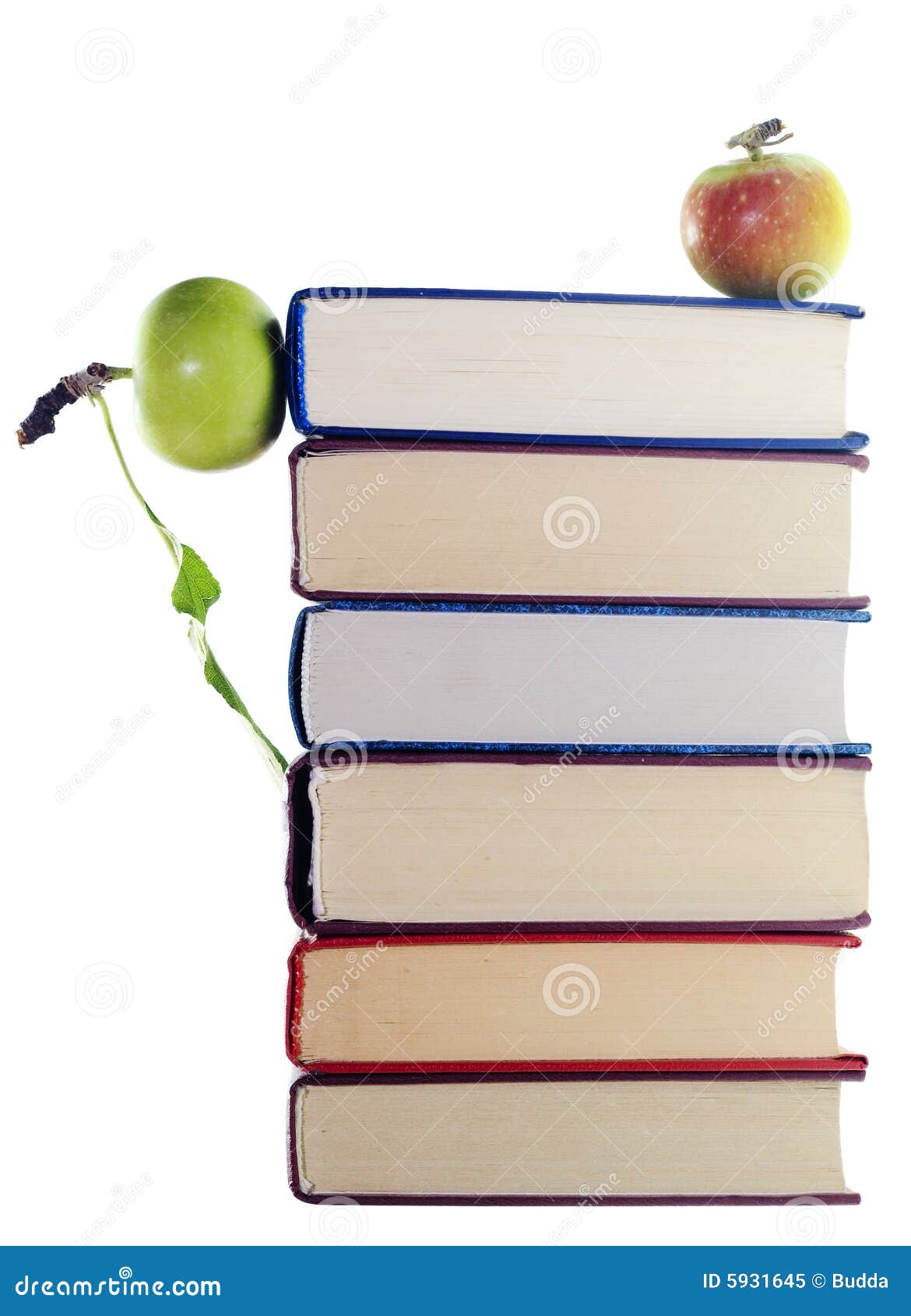 Mele Sulla Pila Di Libri Immagine. Immagine: 5931645