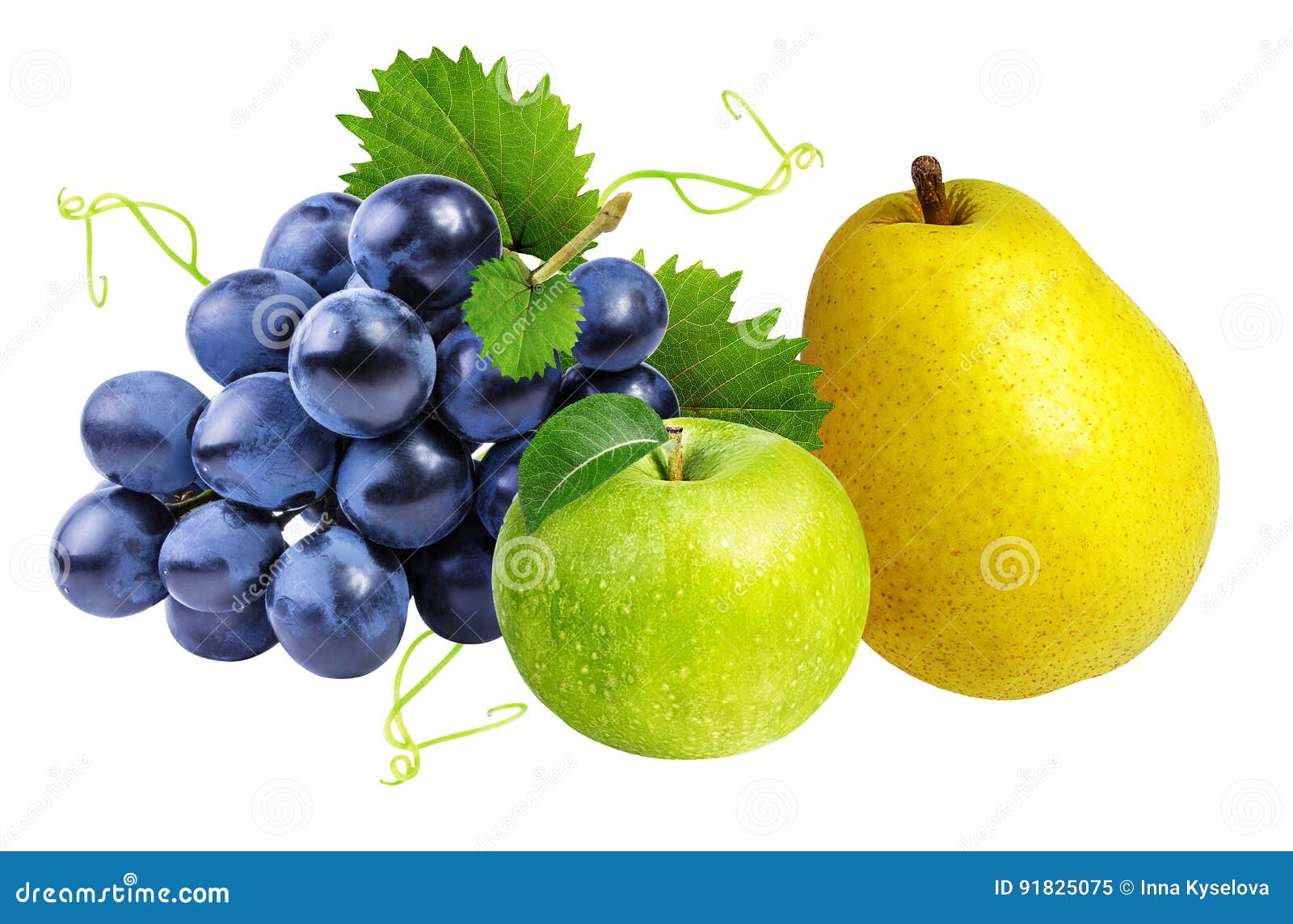 Mele, Uva, Pera Isolata Su Bianco Immagine Stock - Immagine di frutta ...