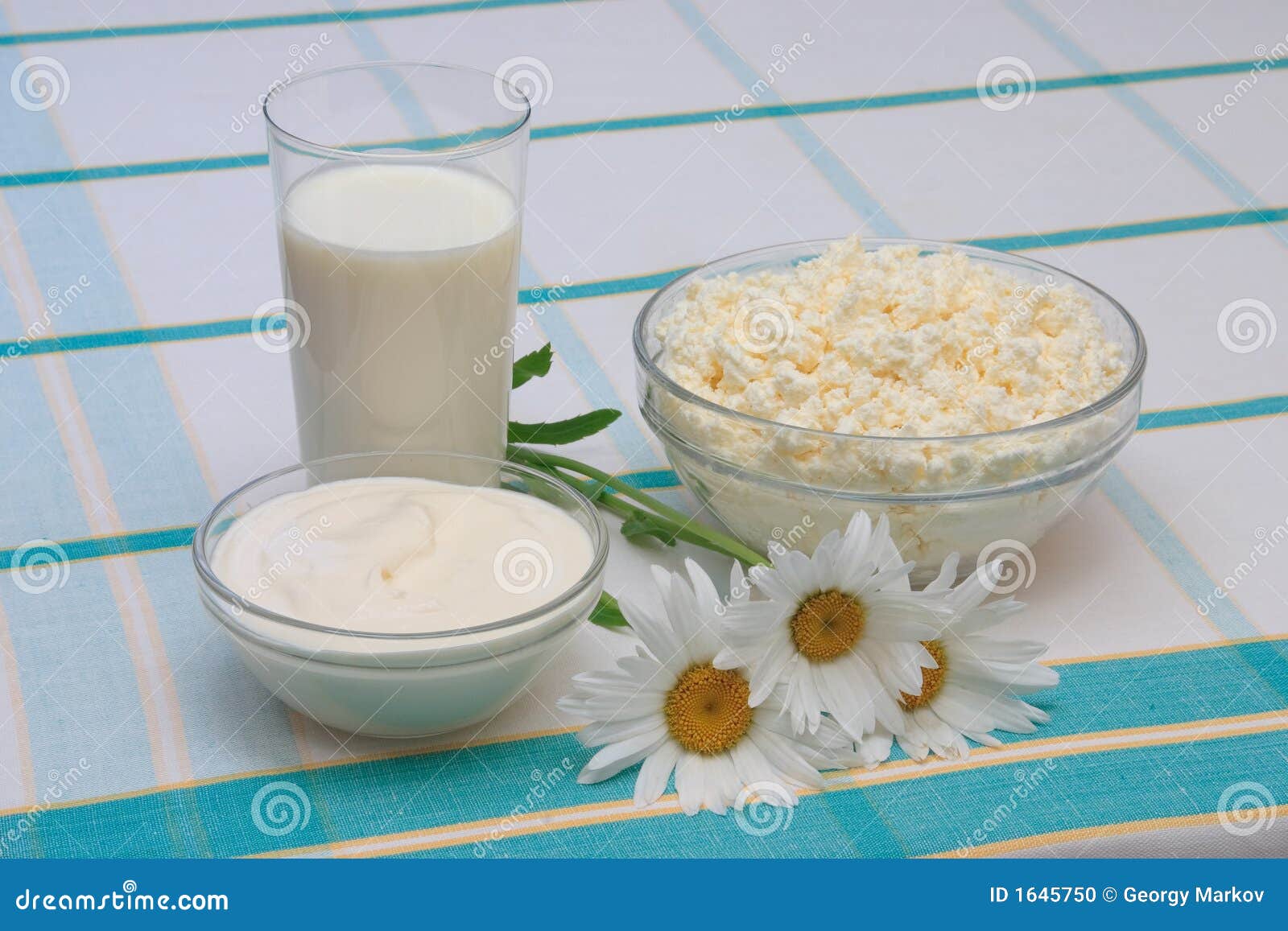 Melk, zure room en kwark stock foto. Image of bloem, proteïne - 1645750