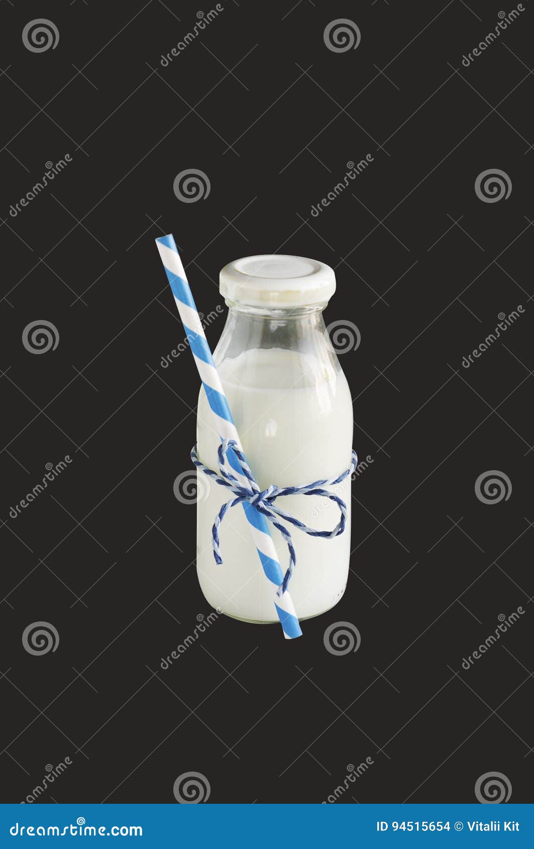 Melkfles Met Gestreept Stro Stock Foto - Image of zwart, calcium: 94515654