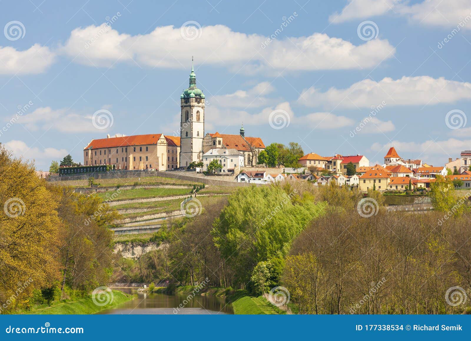 Melnik Castle with Vltava River, Czech Republic Stock Photo - Image of ...