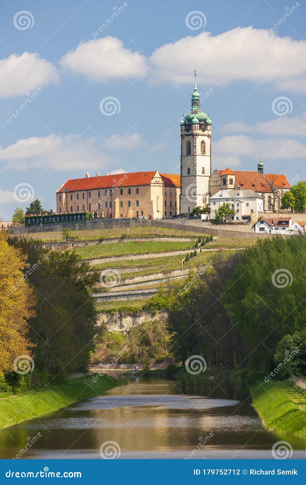 Melnik Castle with Vltava River, Czech Republic Stock Photo - Image of ...