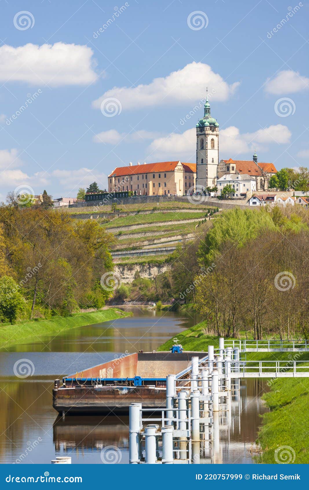 Melnik Castle with Vltava River, Czech Republic Stock Image - Image of ...