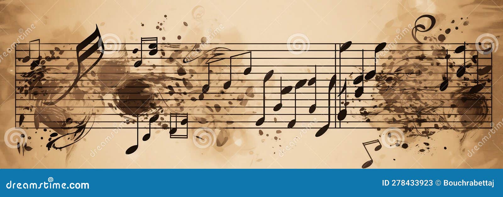 Melodic Symphony Banner with Musical Notes on Abstract Background ...