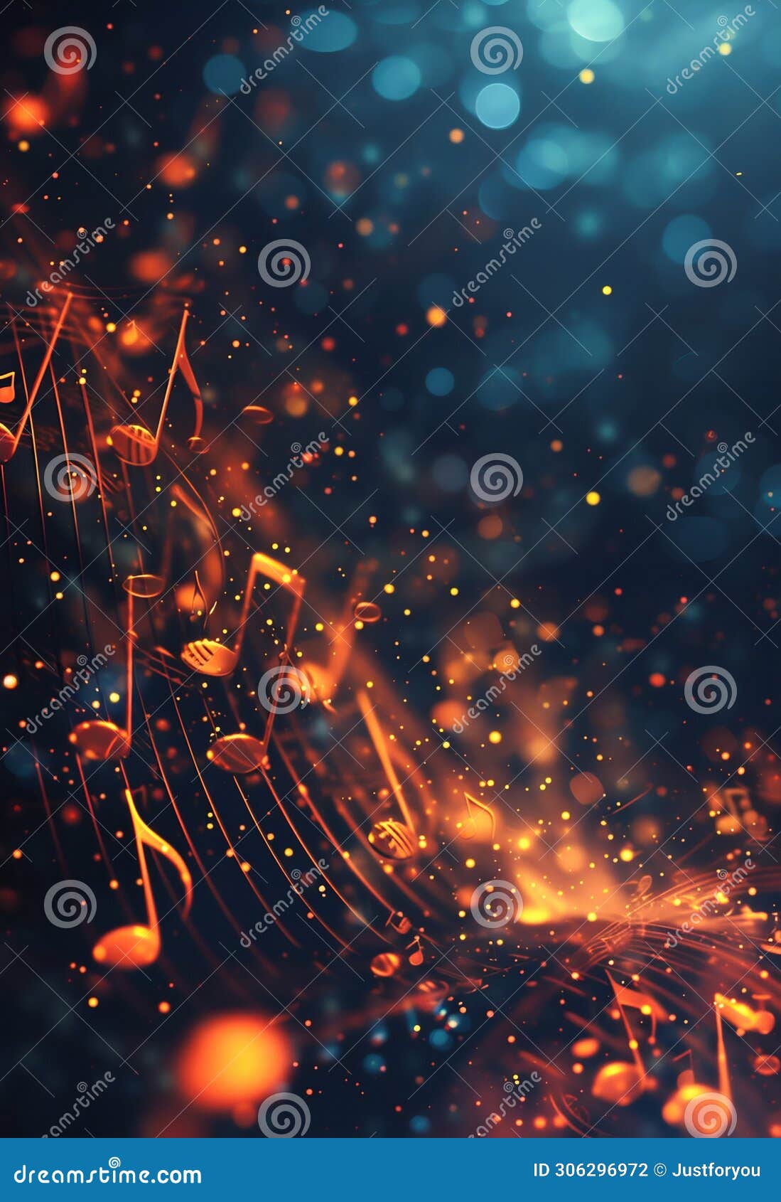 Melodic Symphony of Glowing Music Notes on Dark Background. Generative ...