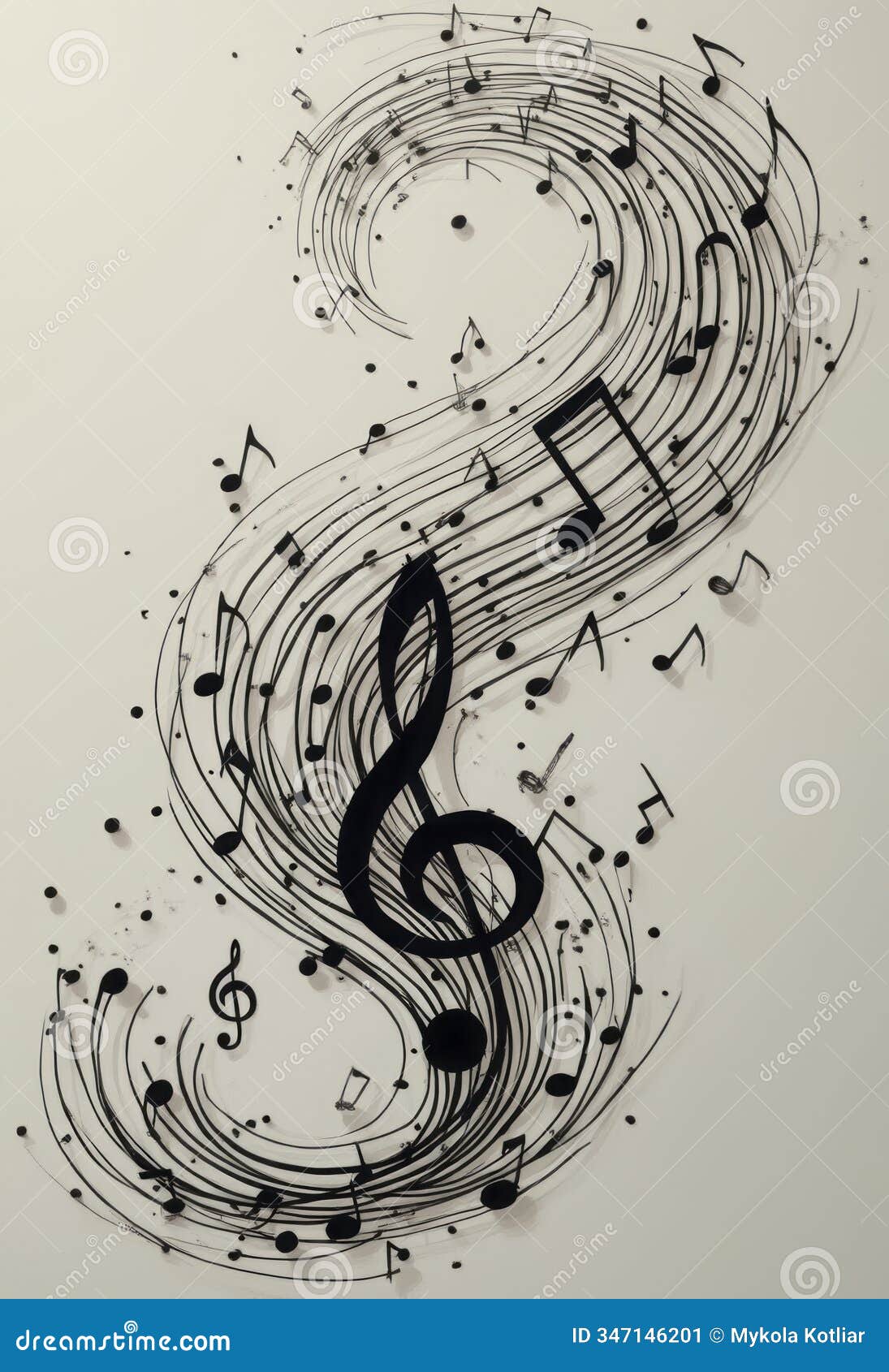 Melodic Waves of Musical Notes Stock Image - Image of melody, black ...