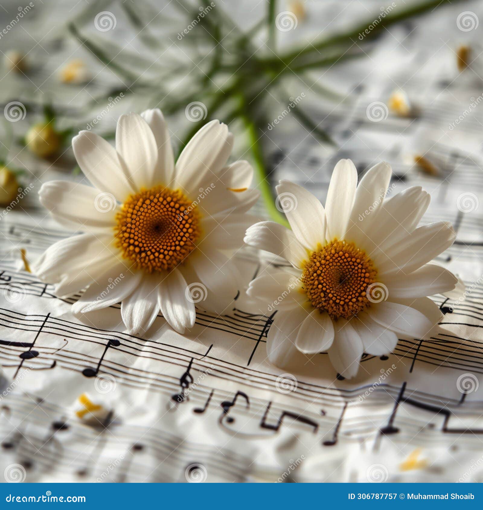 Melody Blooms Daisy and Music Notes Sheets Create a Harmonious ...