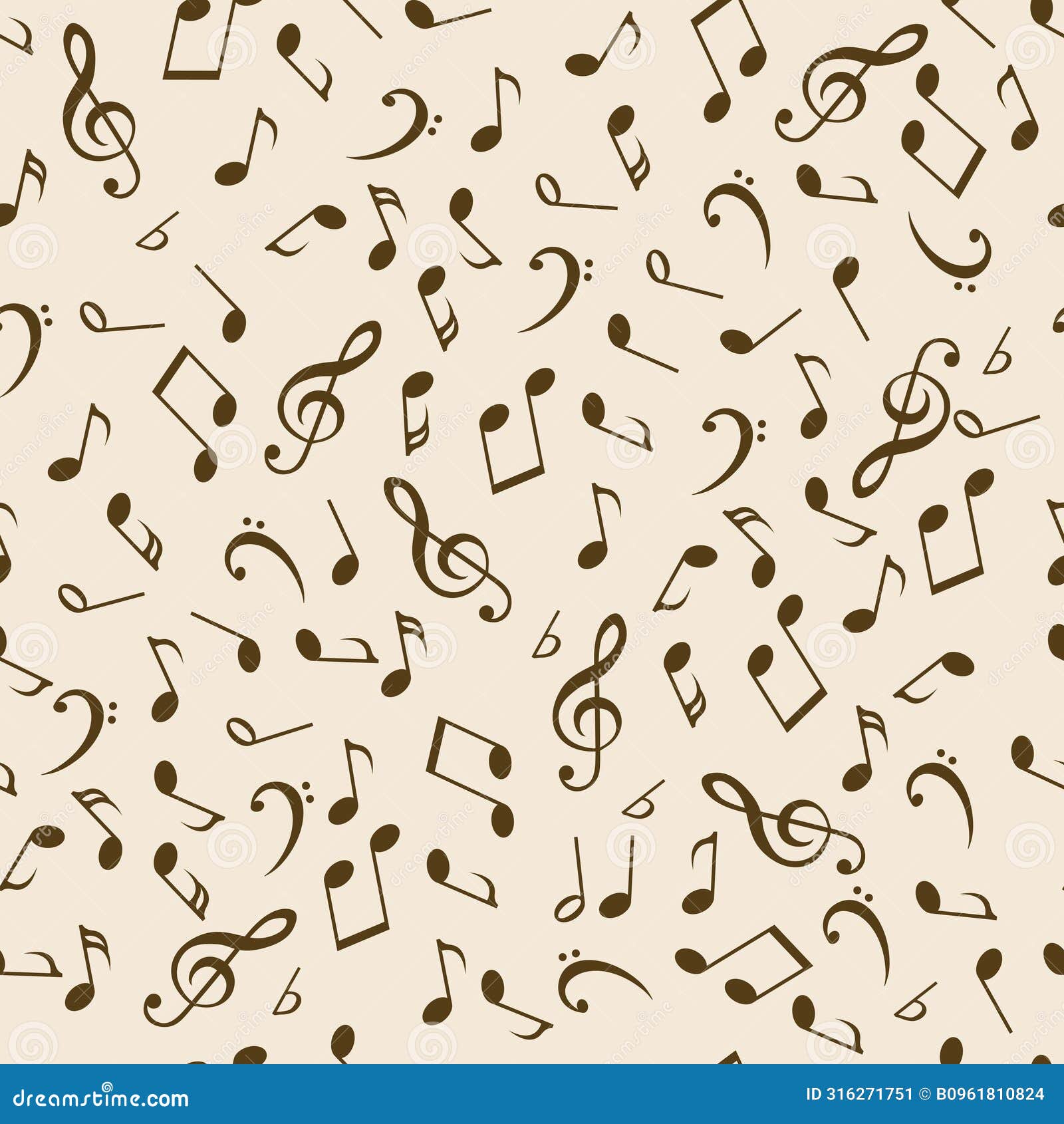 Melody, Note. Pattern of Music Notes.Music Notes and Clefs Seamless ...